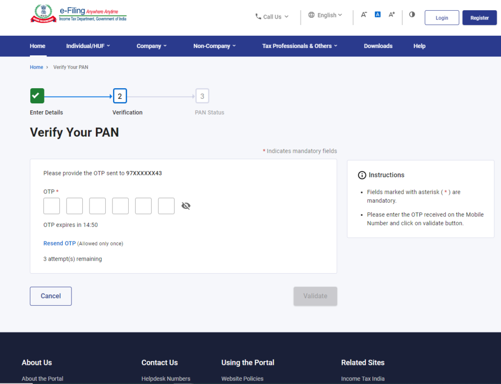 PAN Card Verification on Income Tax e-Filing Portal - Learn by Quicko