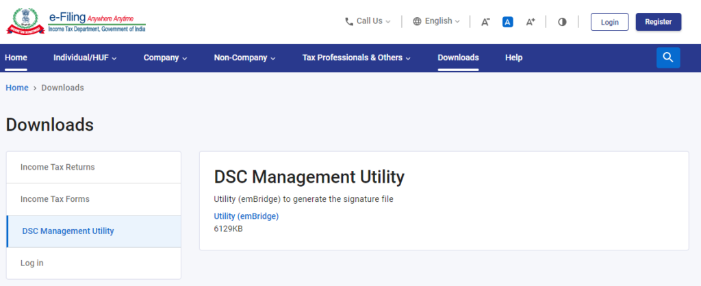 Income Tax e-Filing Portal - Register DSC - Learn by Quicko