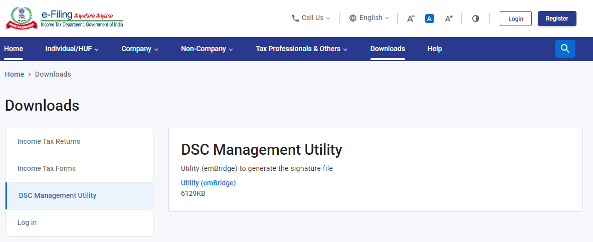 Income Tax e-Filing Portal - Register DSC - Learn by Quicko
