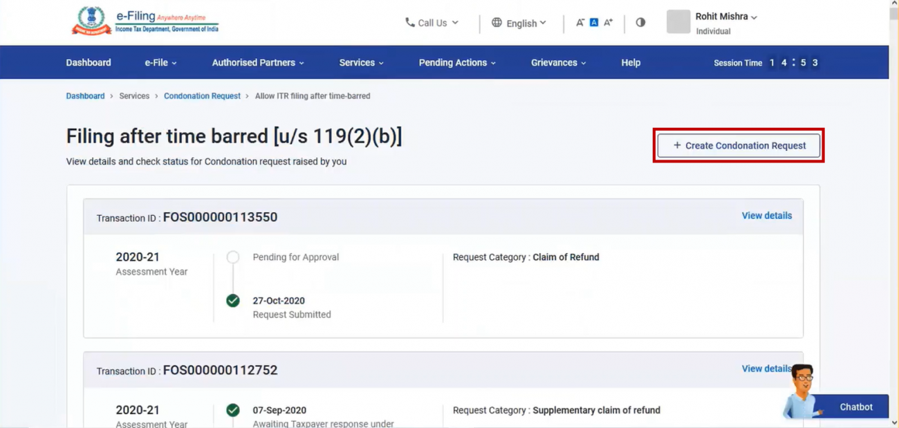 Income Tax e-Filing Portal - Condonation Request - Learn by Quicko