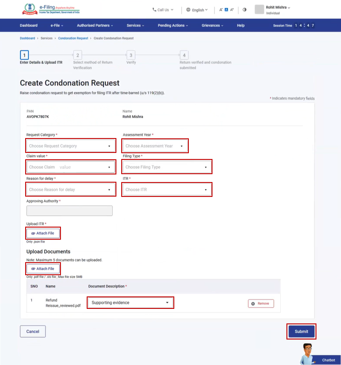 Income Tax e-Filing Portal - Condonation Request - Learn by Quicko