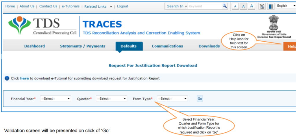 TRACES : Download 26QC Justification Report - Learn by Quicko