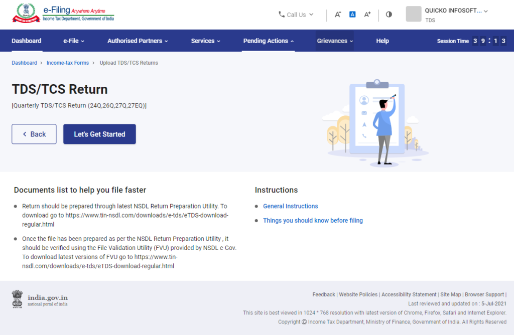How to file TDS Return on e-Filing Portal - Learn by Quicko