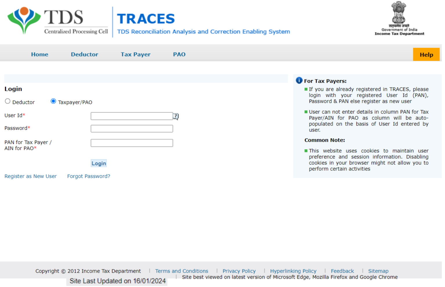TRACES Taxpayer Login Procedure - Learn by Quicko