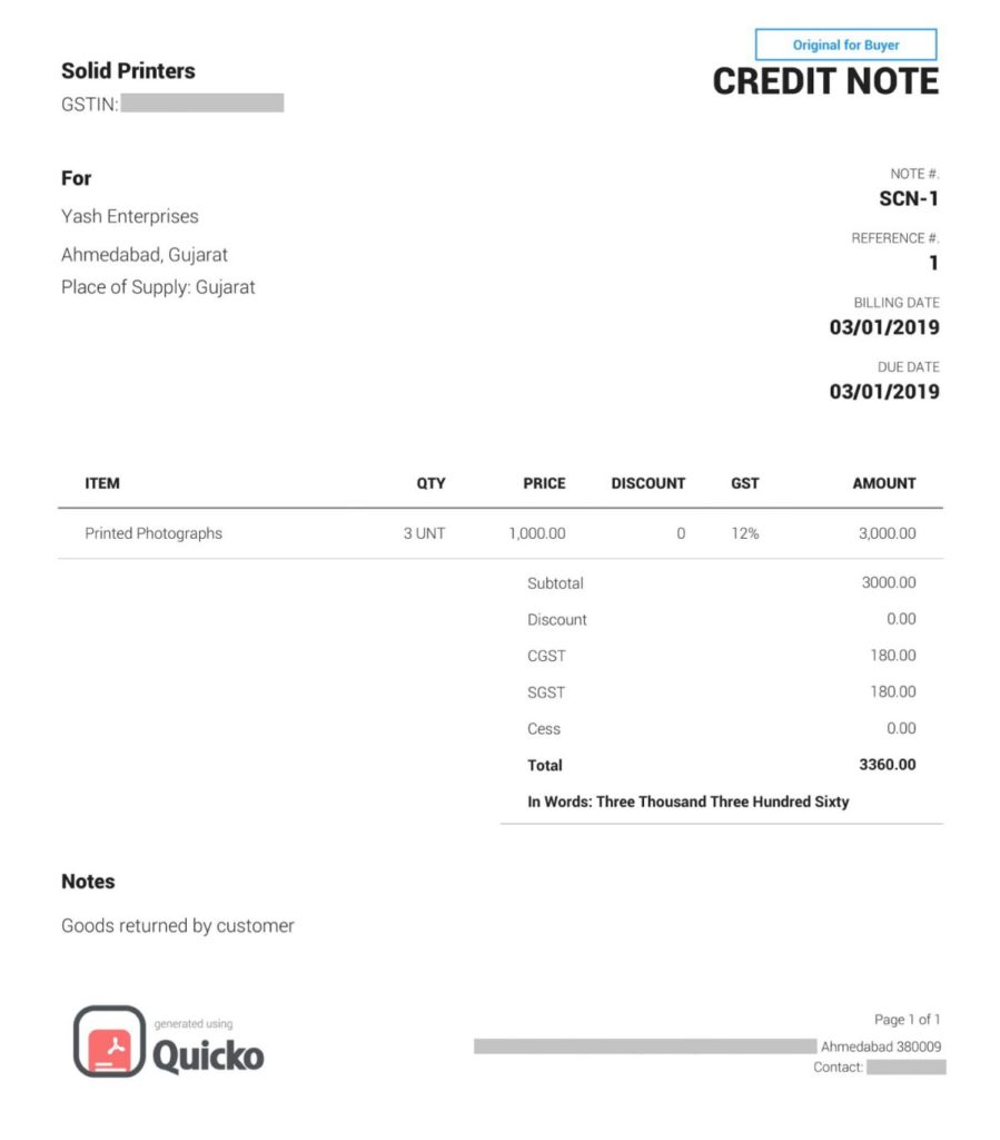 What Is A Credit Note Under GST Learn By Quicko