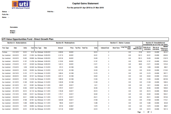 KARVY Capital Gains Statement - Learn by Quicko