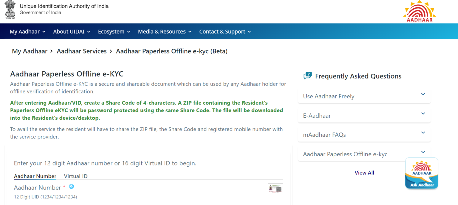 How to download Aadhar Paperless Offline e-KYC? - Learn by Quicko