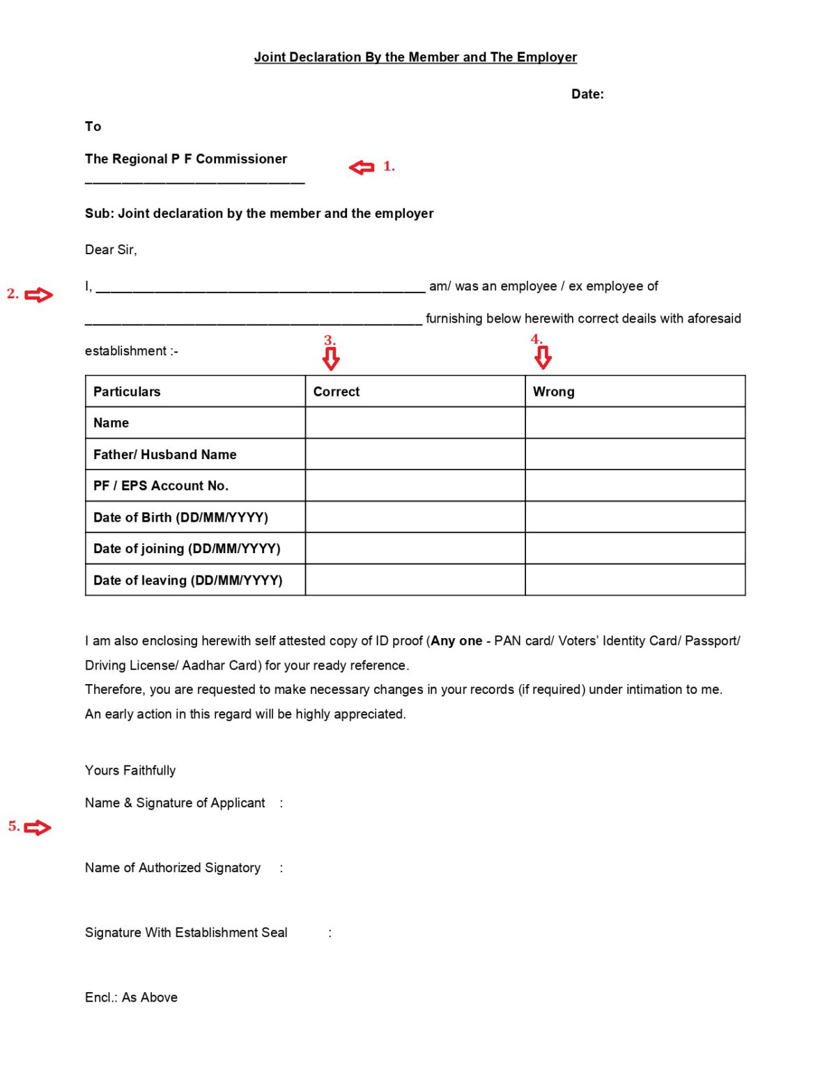 Joint Declaration Form: Change details in PF account - Learn by Quicko