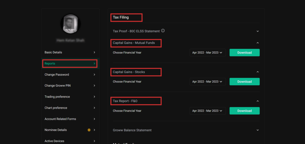 Download Tax Profit and Loss report from Groww - Learn by Quicko