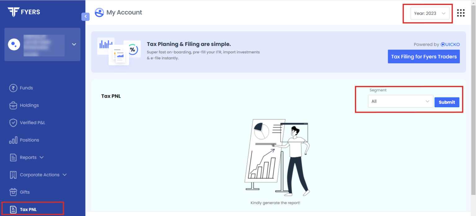 Download Tax Profit and Loss report from Fyers - Learn by Quicko