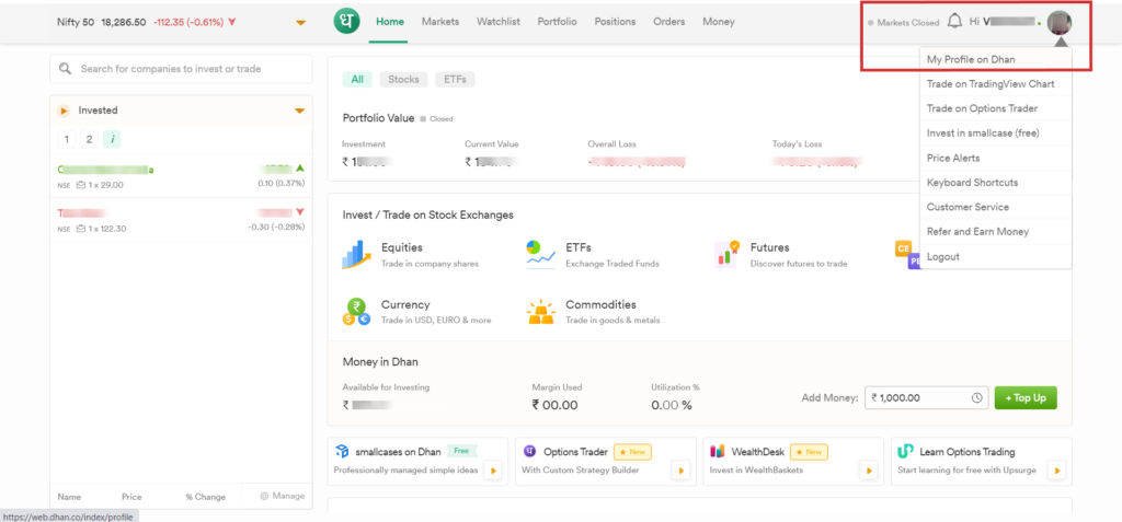 Download Tax Profit and Loss report from Dhan - Learn by Quicko