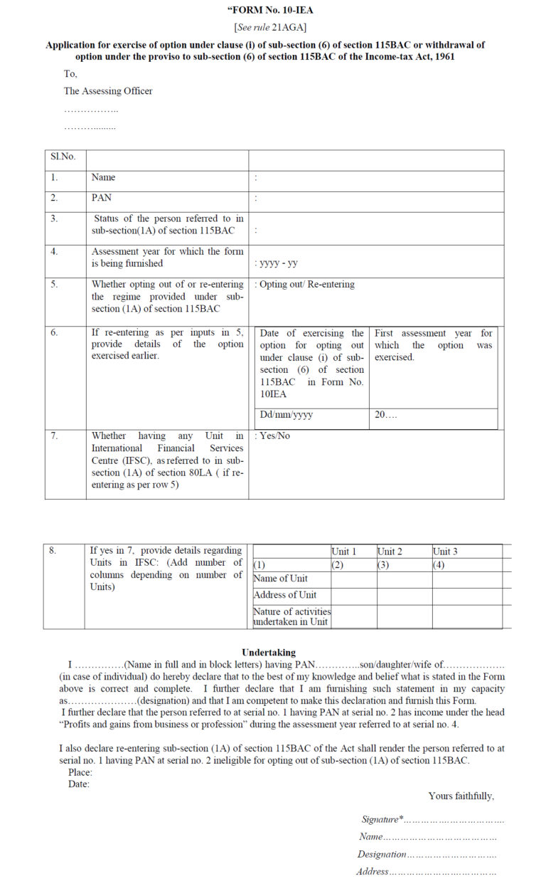 Form 10IEA: Opting out of/Re-entering New Tax Regime - Learn by Quicko