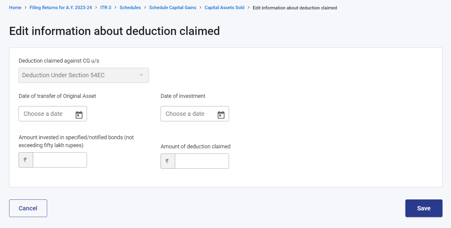 Section 54EC of Income Tax Act